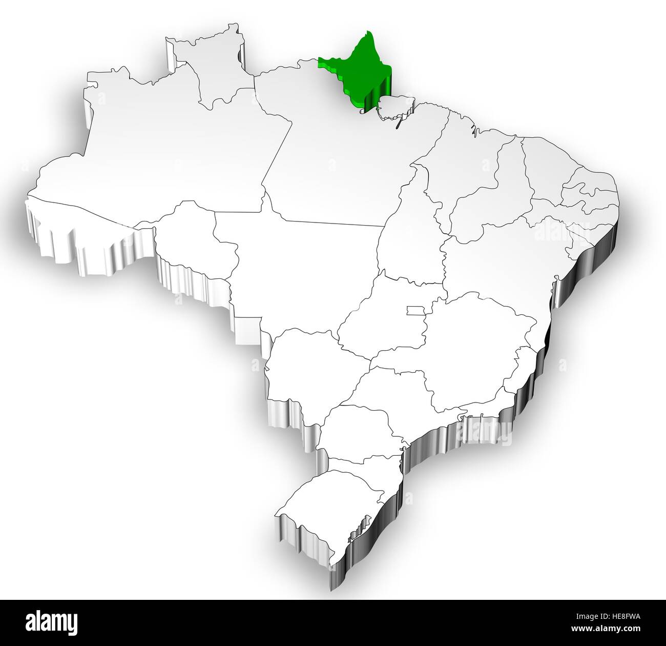 Brazilian map with states separated and highlight in Amapa State Stock ...