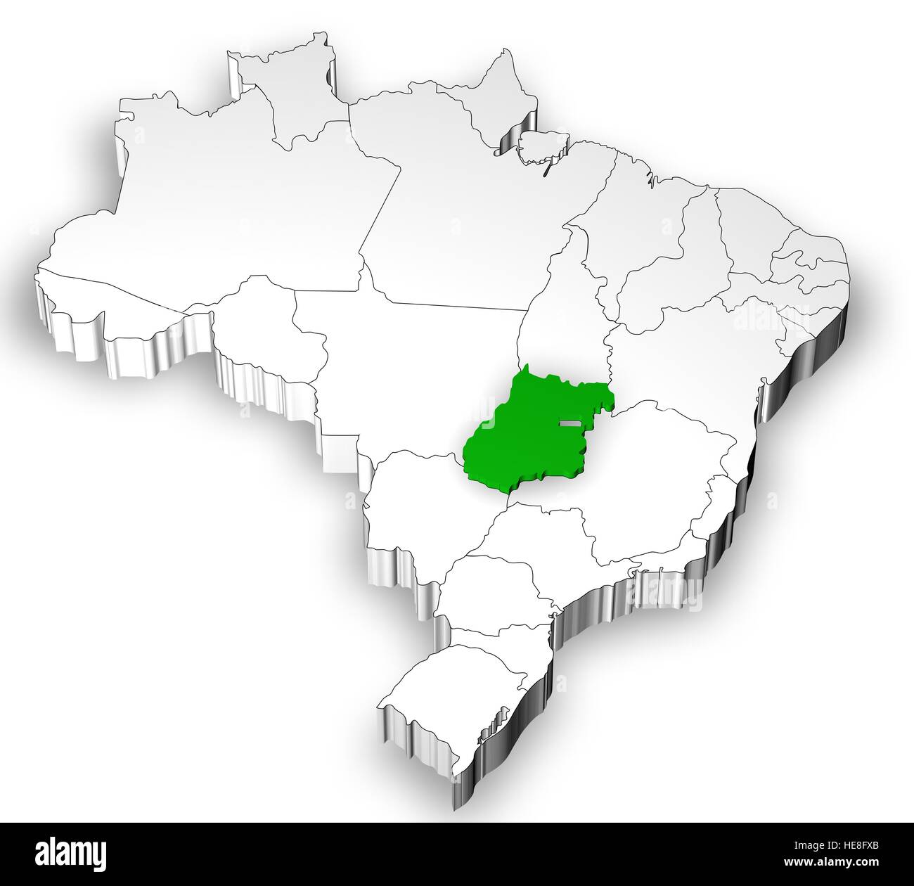 Brazilian map with states separated and highlight in Goias State Stock ...