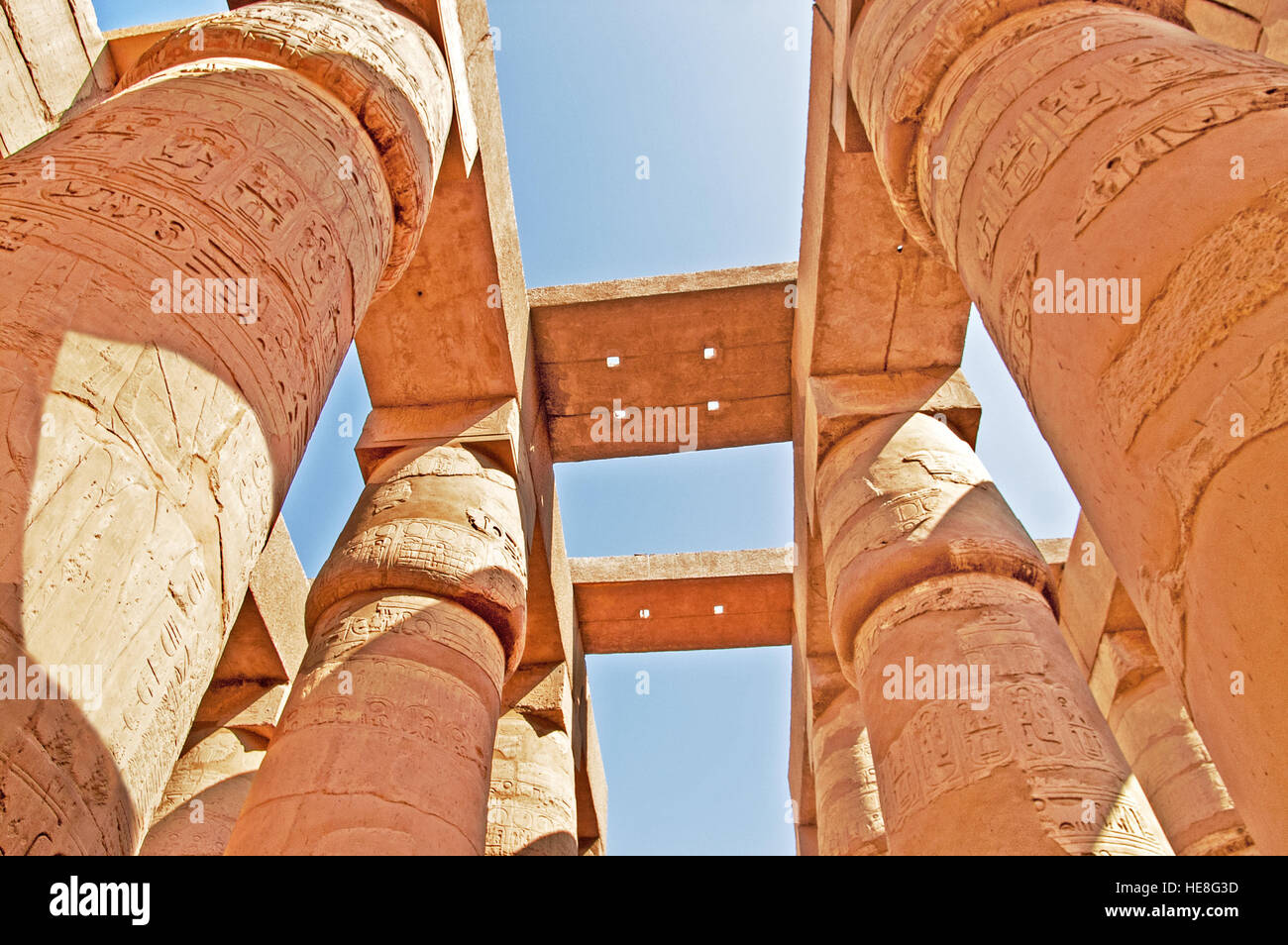 Magnificent columns of the Great Hypostyle Hall at the Temples of ...