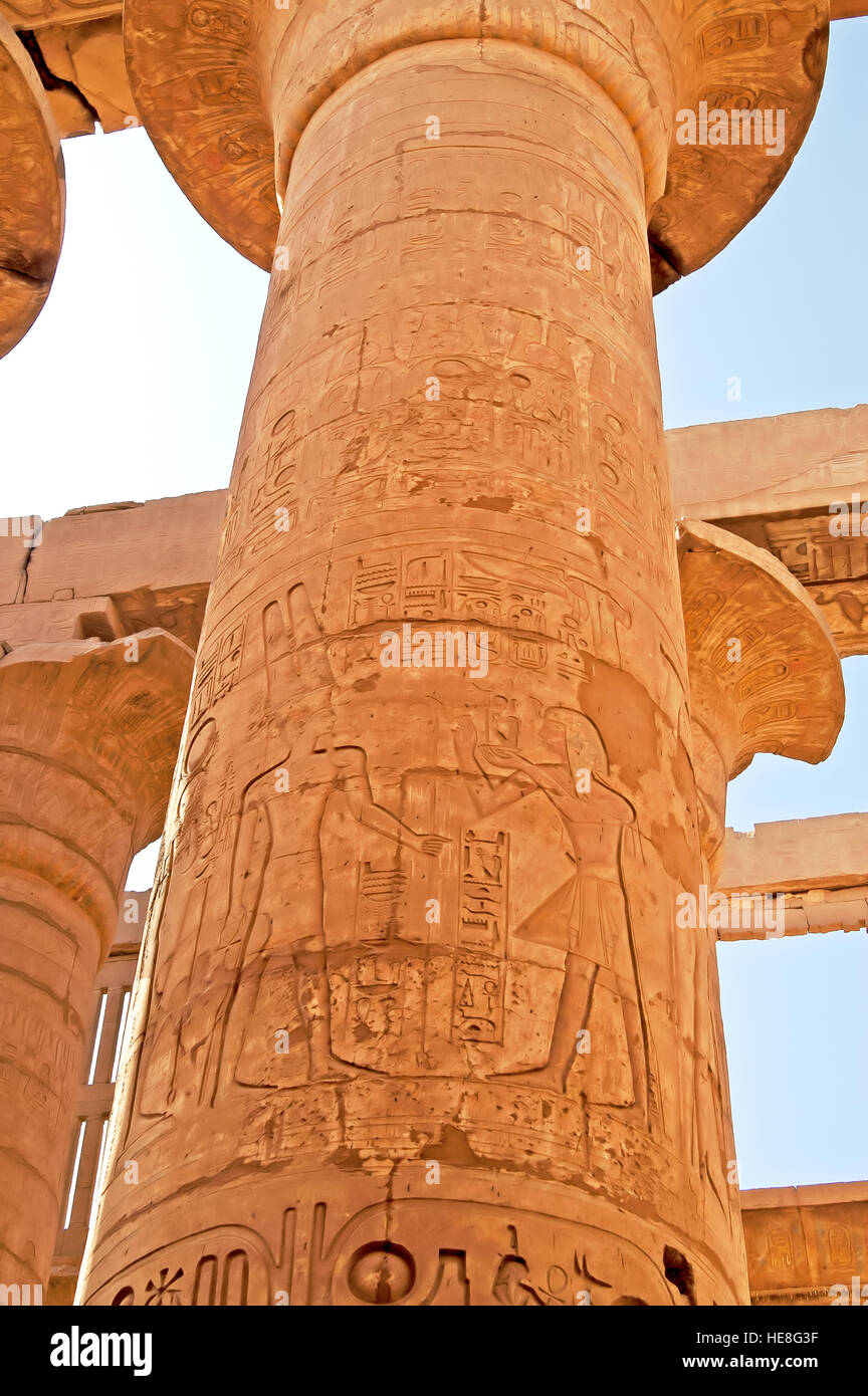 Magnificent columns of the Great Hypostyle Hall at the Temples of ...