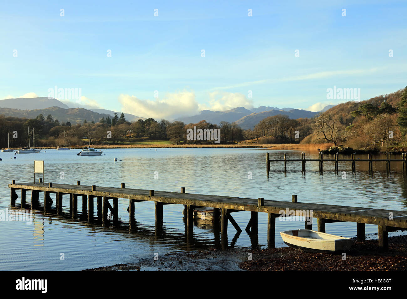 Autumn sunny day at Lake Windermere, Lake District, Cumbria, England ...