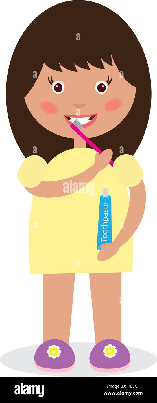 Girl brushing her teeth Stock Vector Image & Art - Alamy