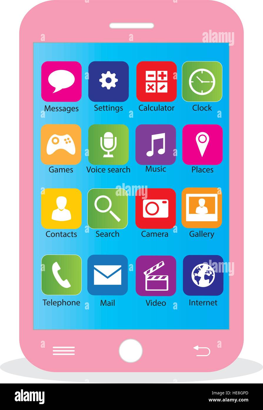 Mobile phone on pink Stock Vector Images - Alamy