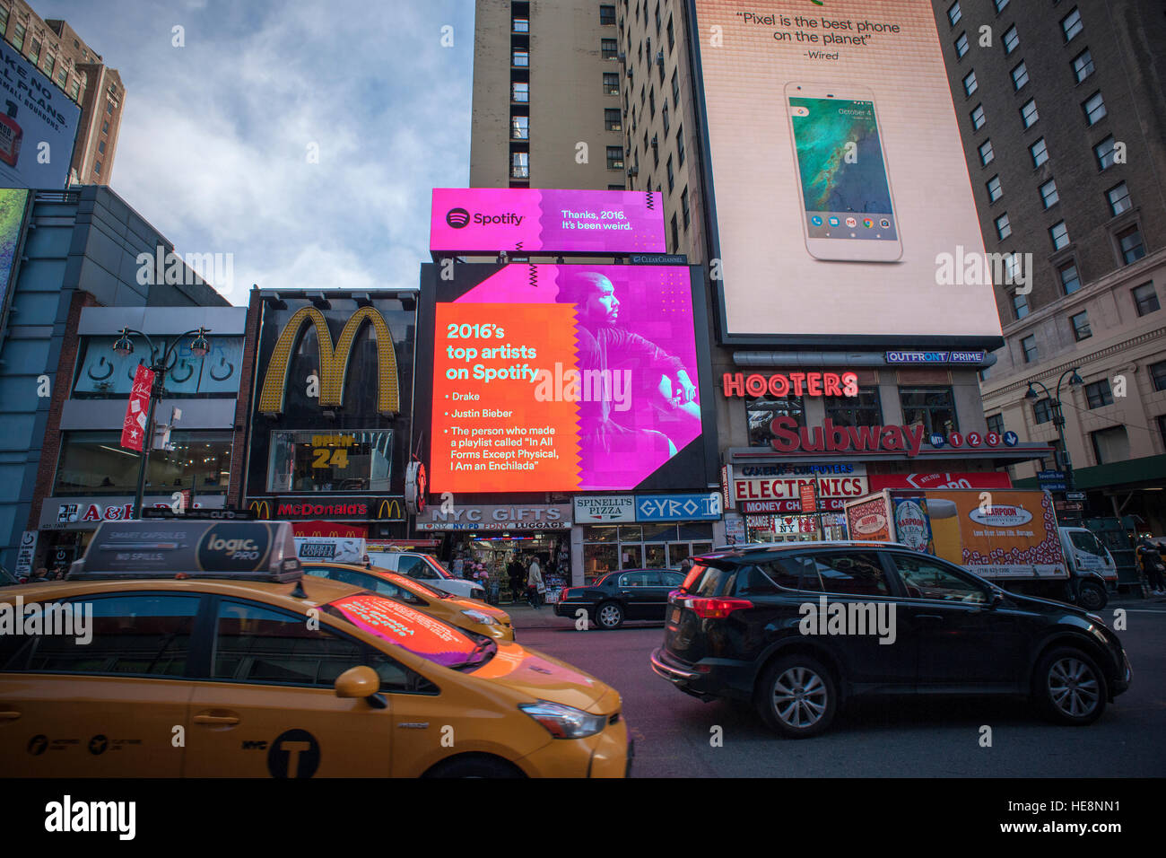 Advertising for the music streaming service Spotify in New York on ...
