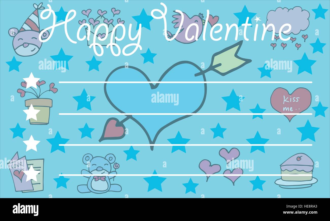 Greeting card valentine on blue backgrounds Stock Vector Image & Art ...