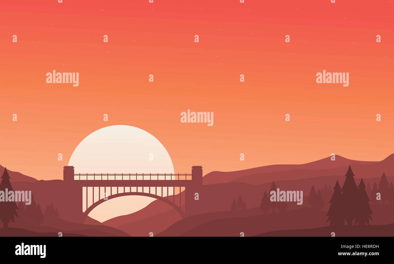 Bridge on background landscape vector Stock Vector Image & Art - Alamy