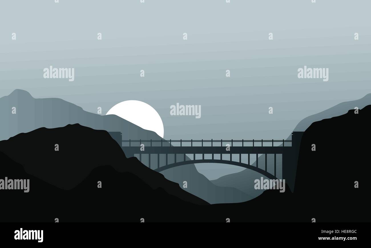 Bridge on gray background landscape vector Stock Vector Image & Art - Alamy