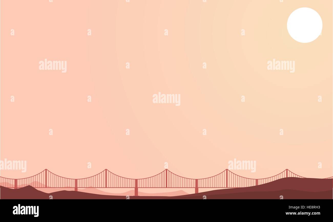 Illustration of bridge beauty landscape Stock Vector Image & Art - Alamy