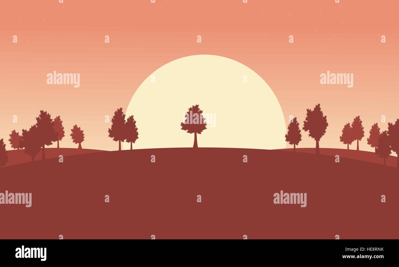 Silhouette of tree lined ladnscape backgrounds Stock Vector Image & Art ...