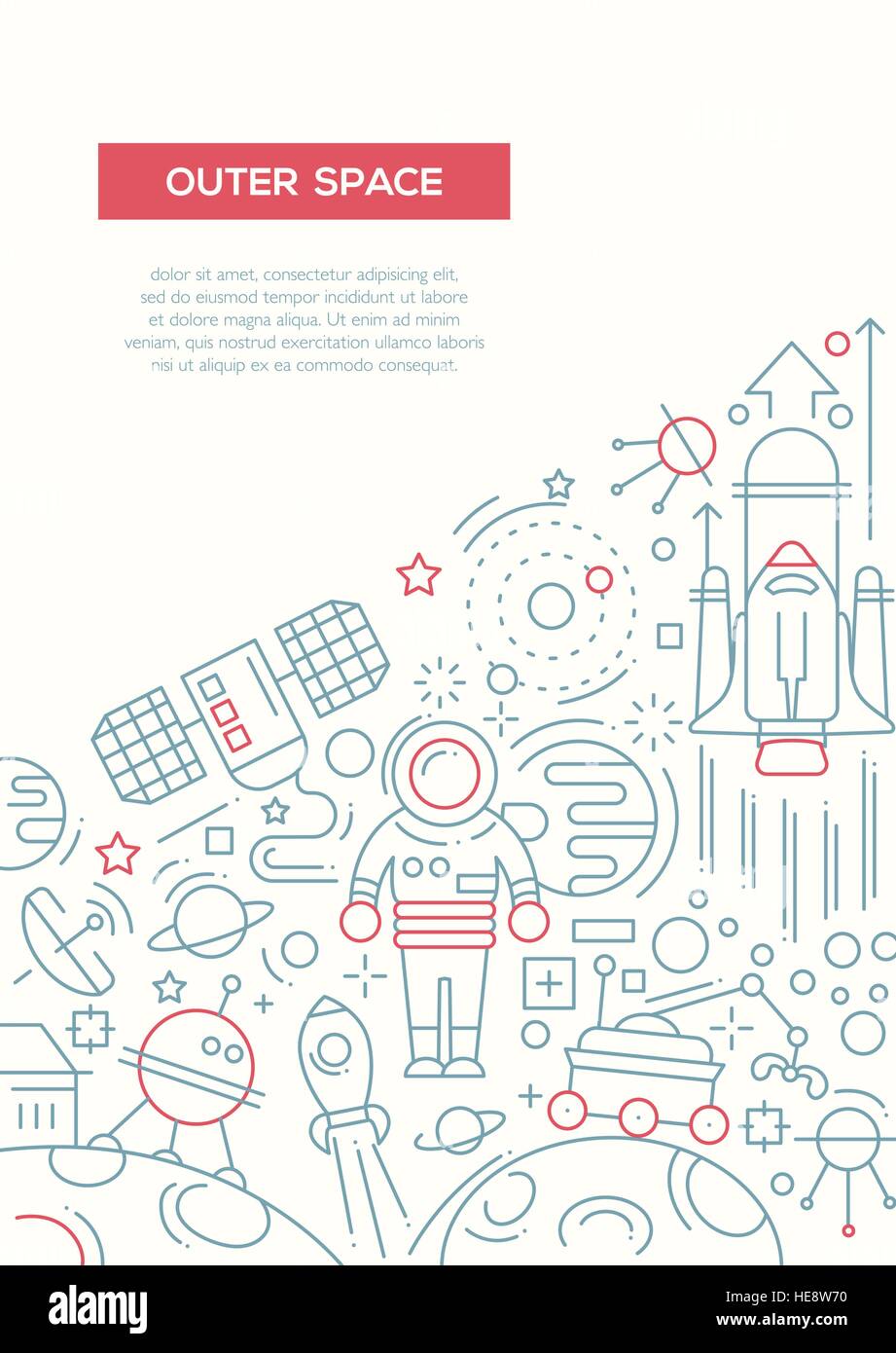 Outer Space - line design brochure poster template A4 Stock Vector ...
