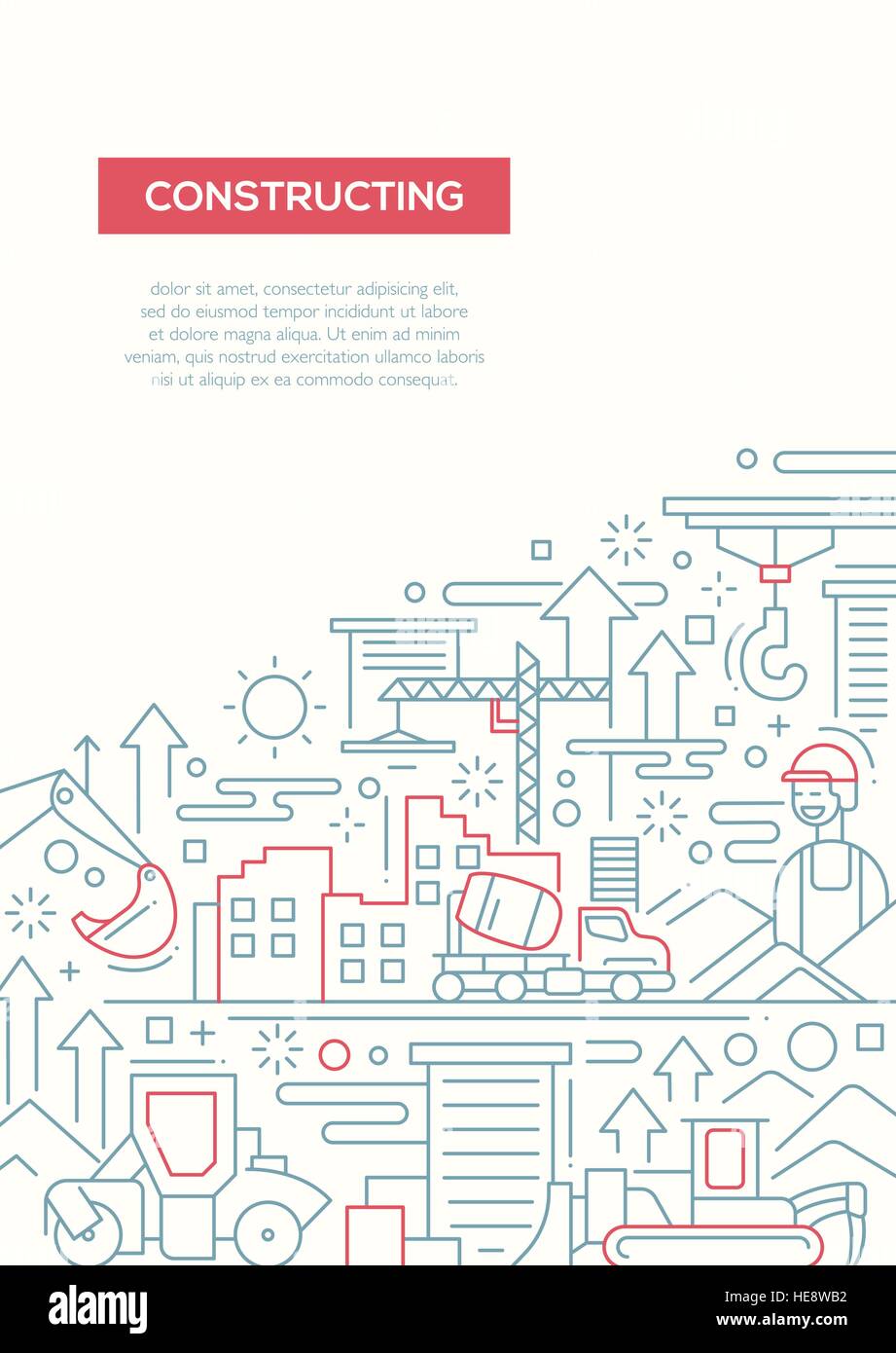 Constructing - line design brochure poster template A4 Stock Vector ...