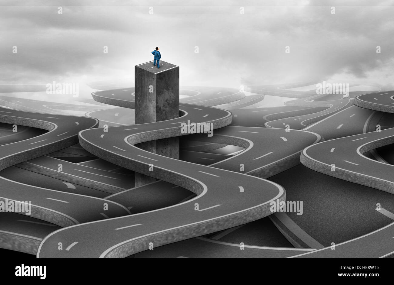 Concept of lost as a solitary businessman or individual person confused ...