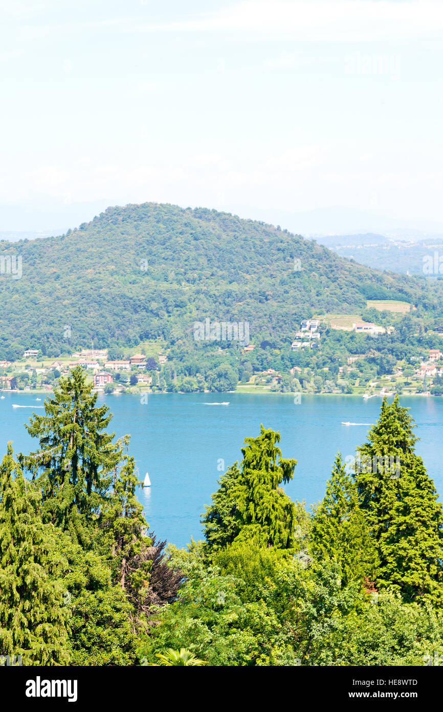 in italy landscape panorama of lake and mountain hill beautiful ...