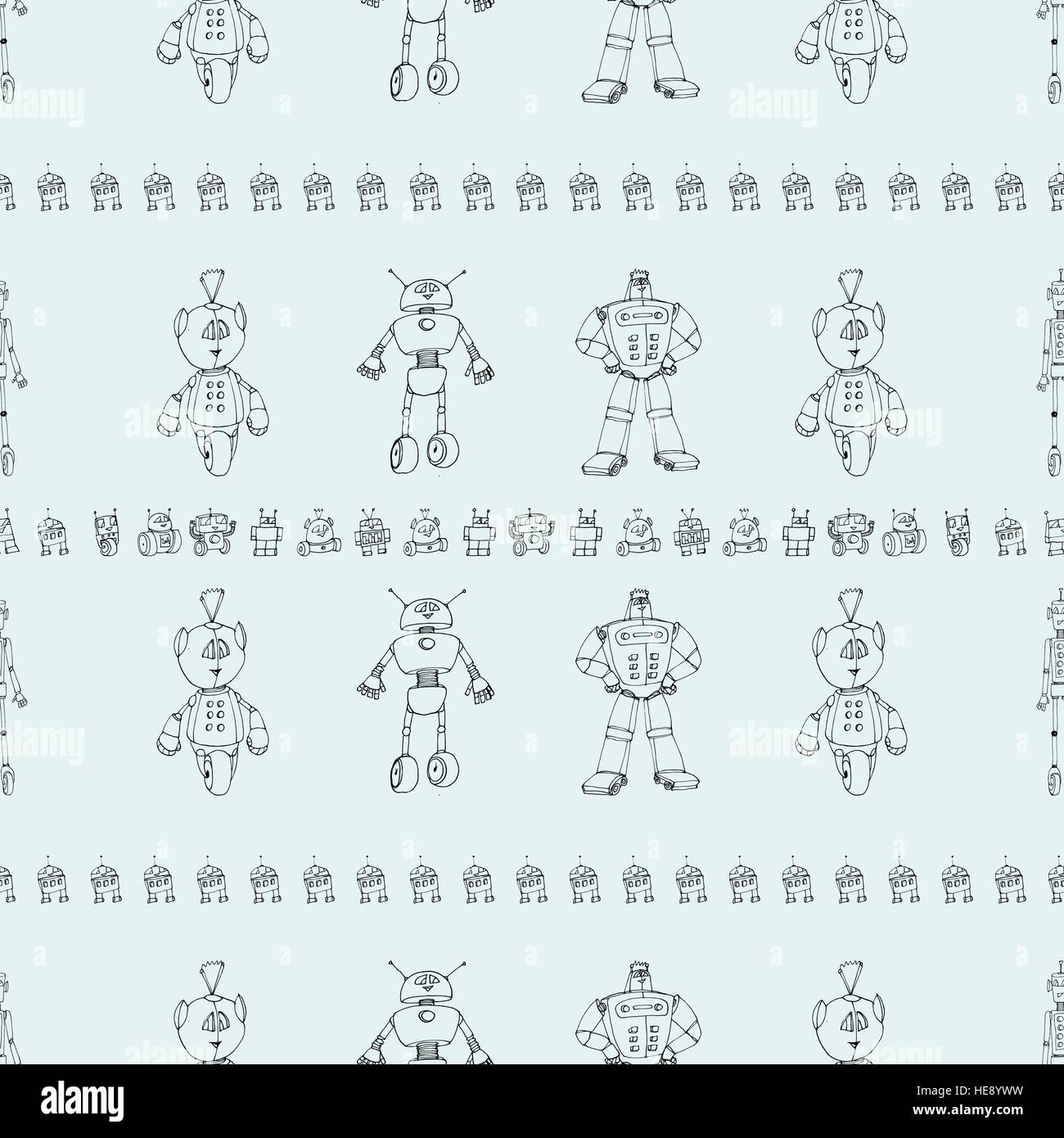 Robot doodles pattern Stock Vector Image & Art - Alamy