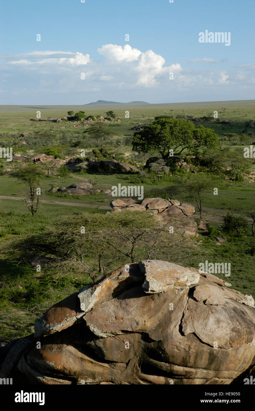 Landscape with granite outcroppings known as Kopjes, Arash, border to ...