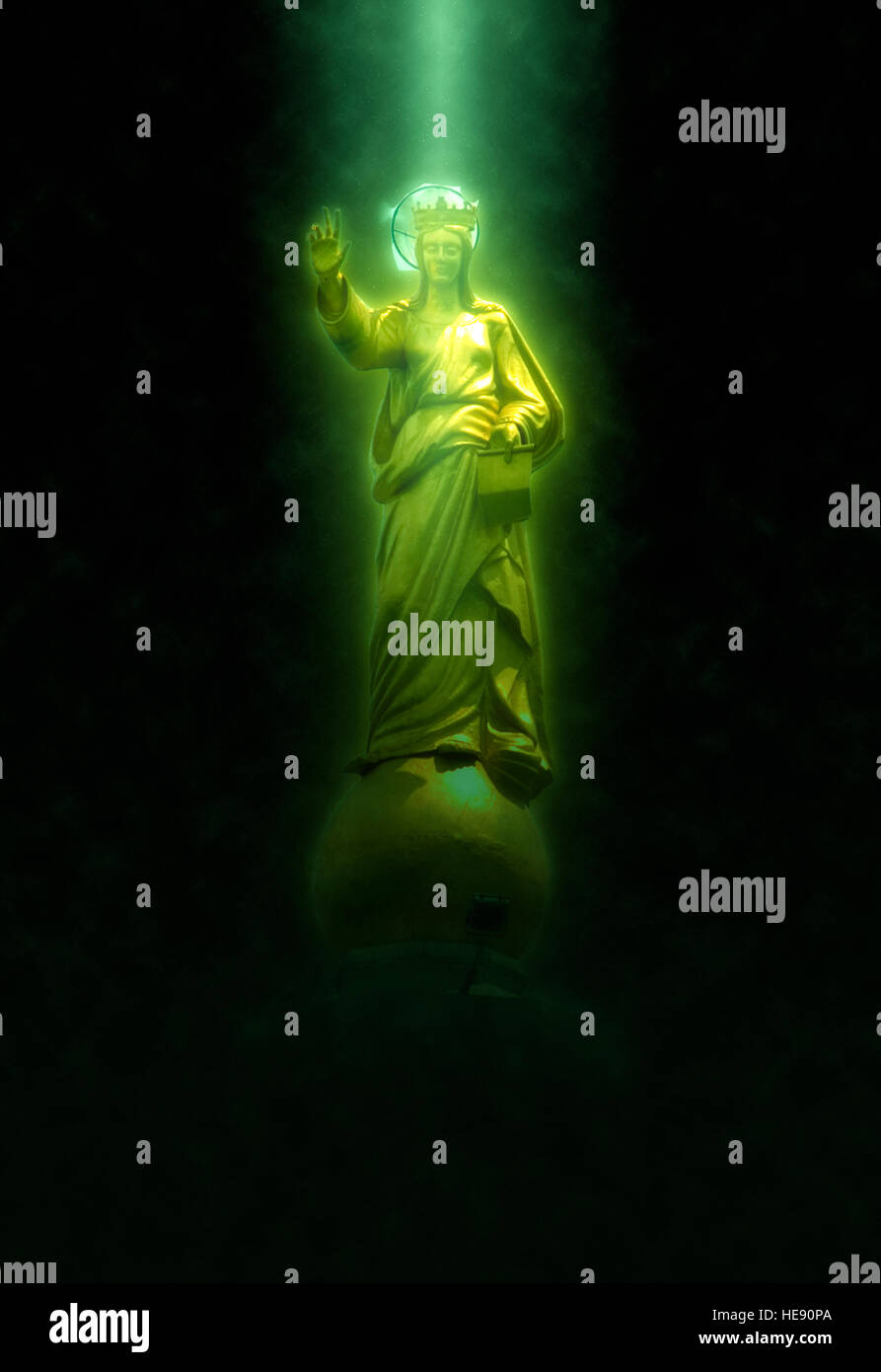 Digitally enhanced image of the Virgin Mary statue Messina, sicily ...