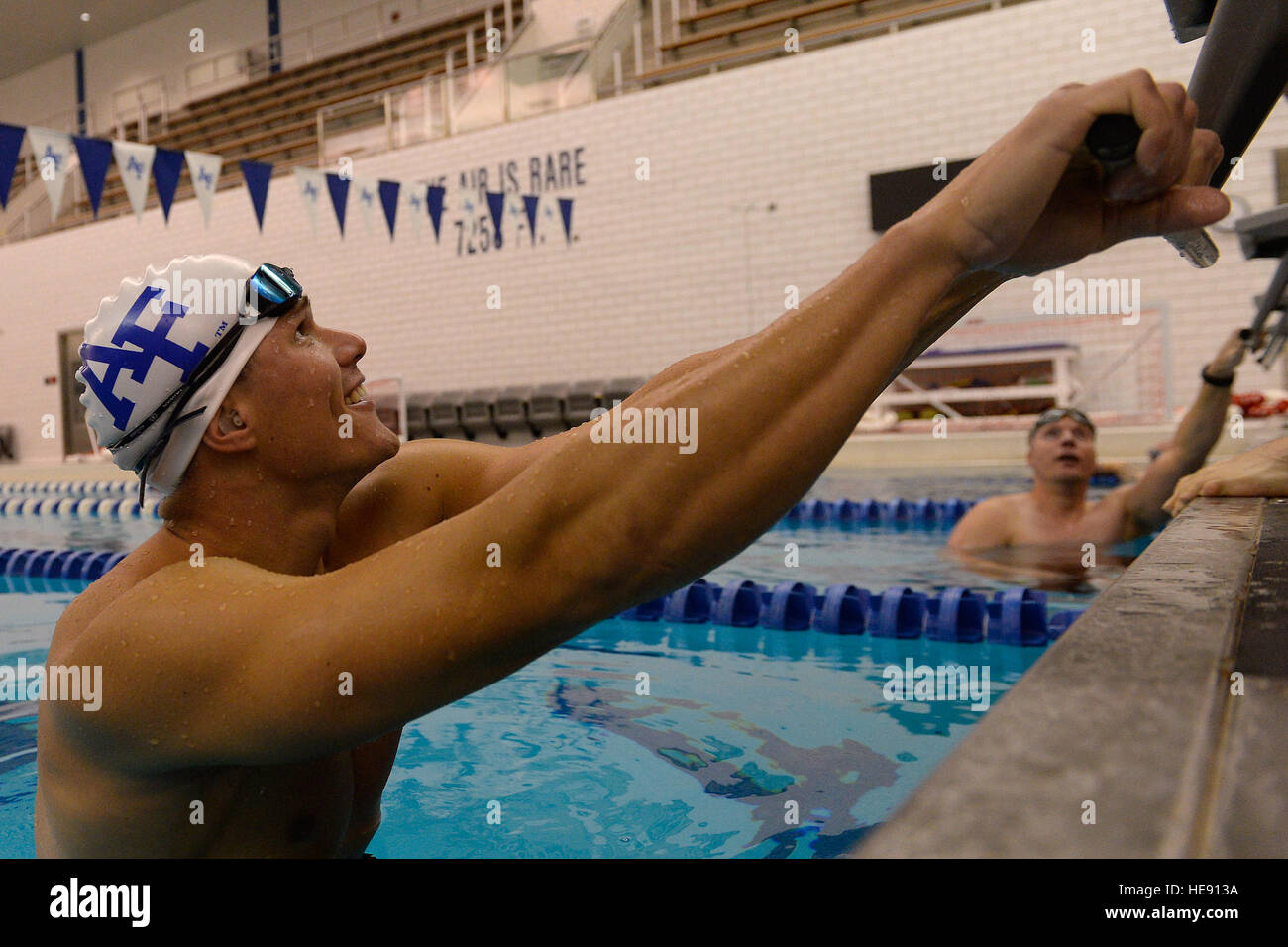 Timothy Babb, Wounded Warrior athlete, works on his swimming technique ...