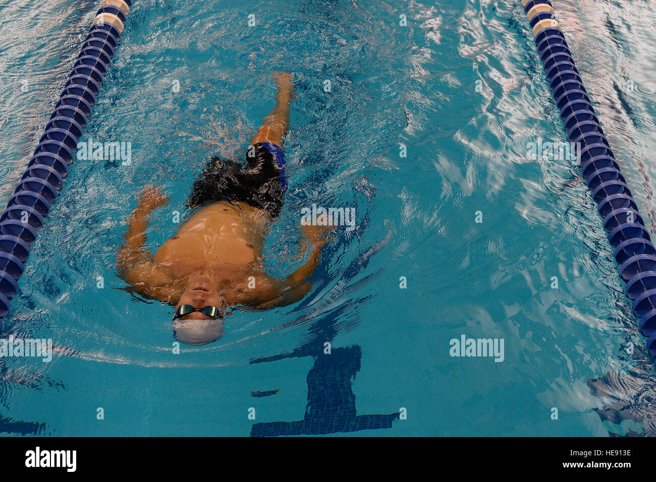 Timothy Babb, Wounded Warrior athlete, works on his swimming technique ...