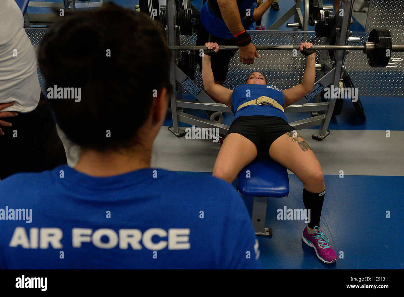 Melissa Coduti, Wounded Warrior athlete, works on the bench press Aug ...