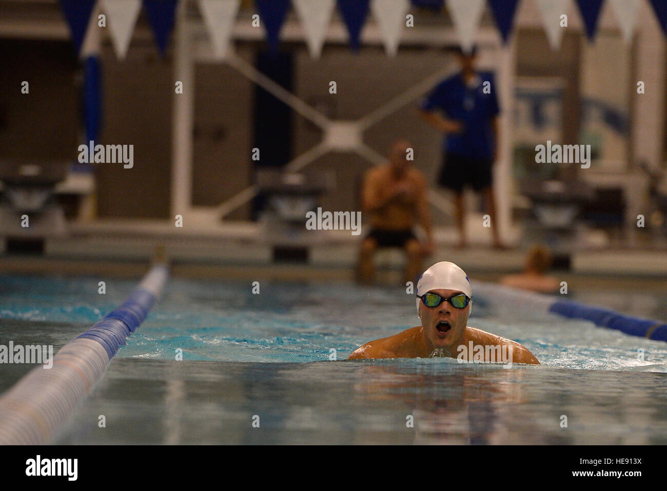Timothy Babb, Wounded Warrior athlete, works on his swimming technique ...