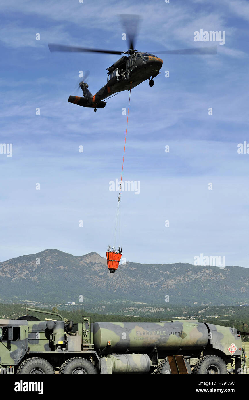 A U.S. Army UH-60 Black Hawk helicopter with the Colorado Army National ...