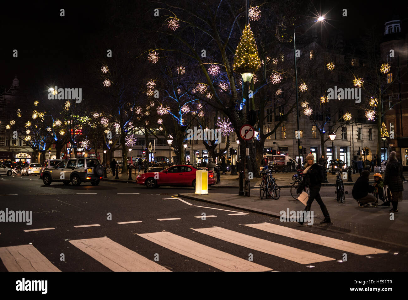 London, England - 17 December 2016: Night view of Sloane Square with ...