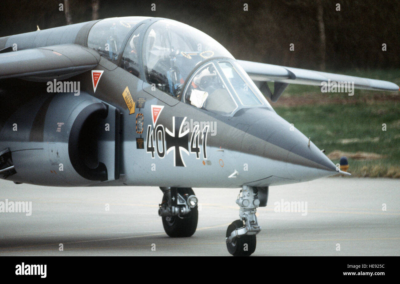 Right front view of the German Alpha aircraft. The aircraft is being ...