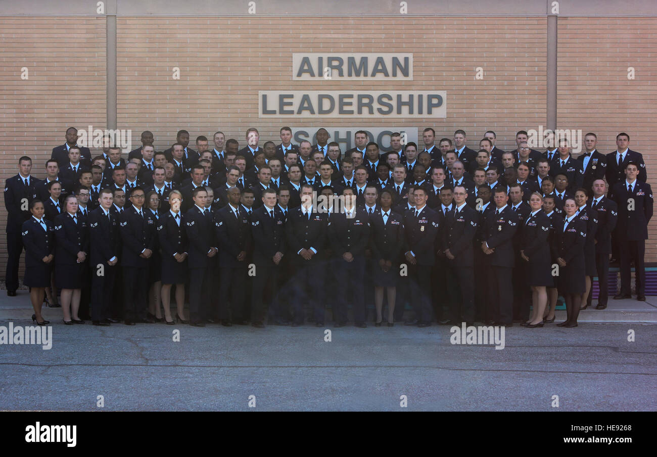 Members of Airman Leadership School Class 15-E pose for a class photo ...