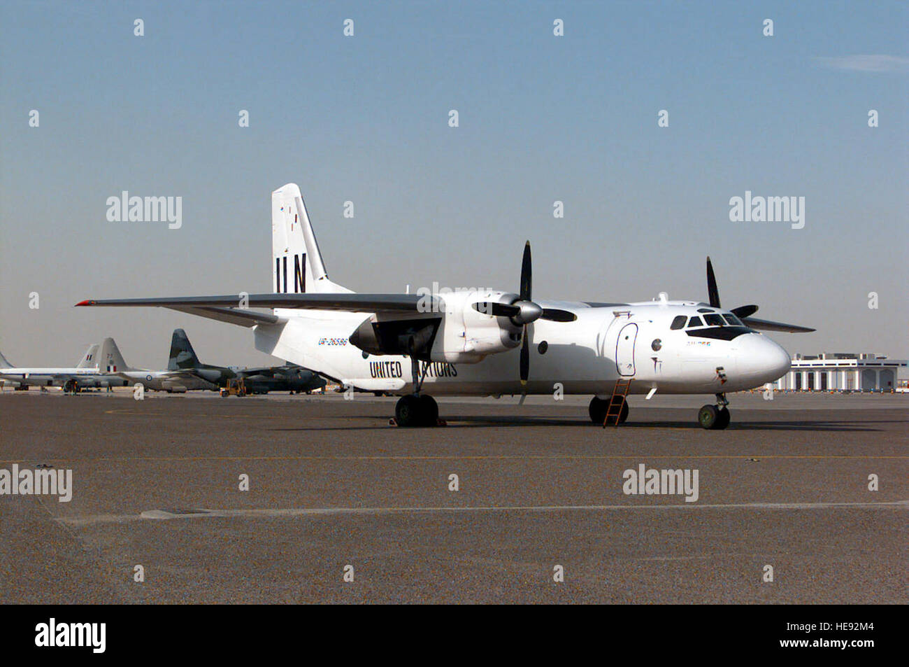 A United Nations (UN) Antonov AN-32B at the Kuwait City International ...