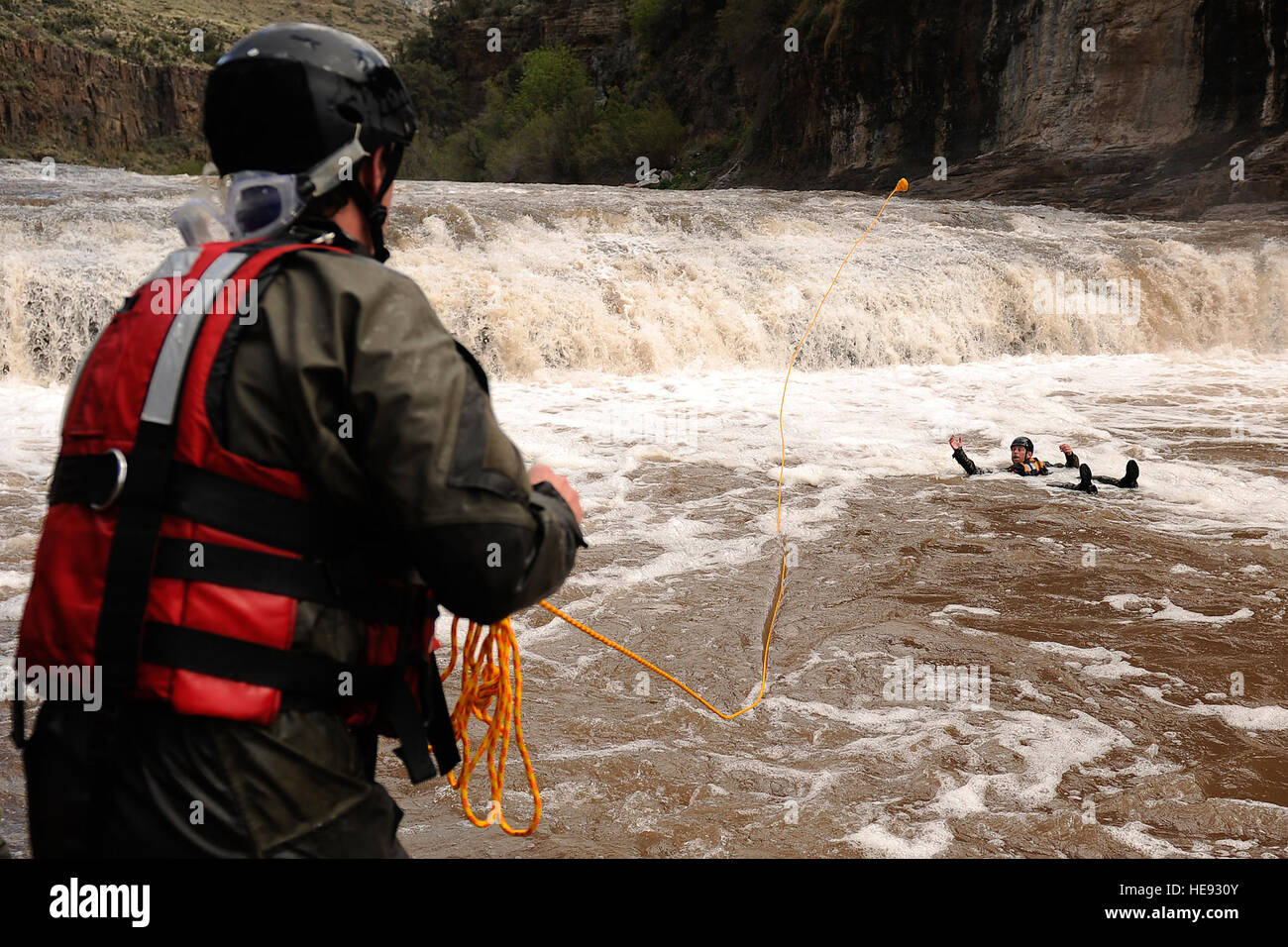 U.S. Air Force pararescuemen from the 48th Rescue Squadron conduct ...