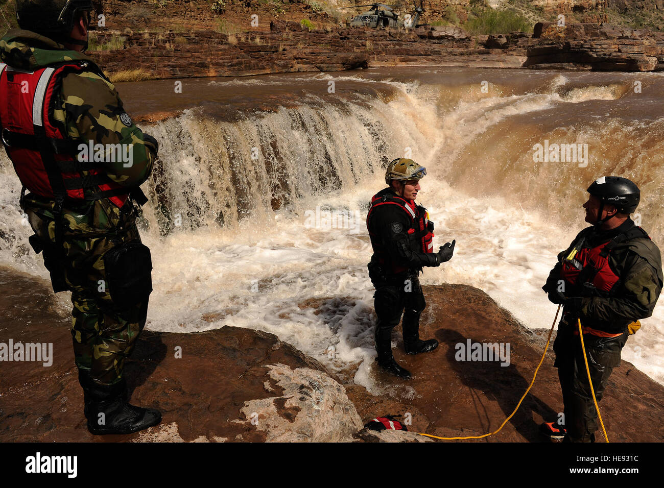 U.S. Air Force pararescuemen from the 48th Rescue Squadron conduct ...