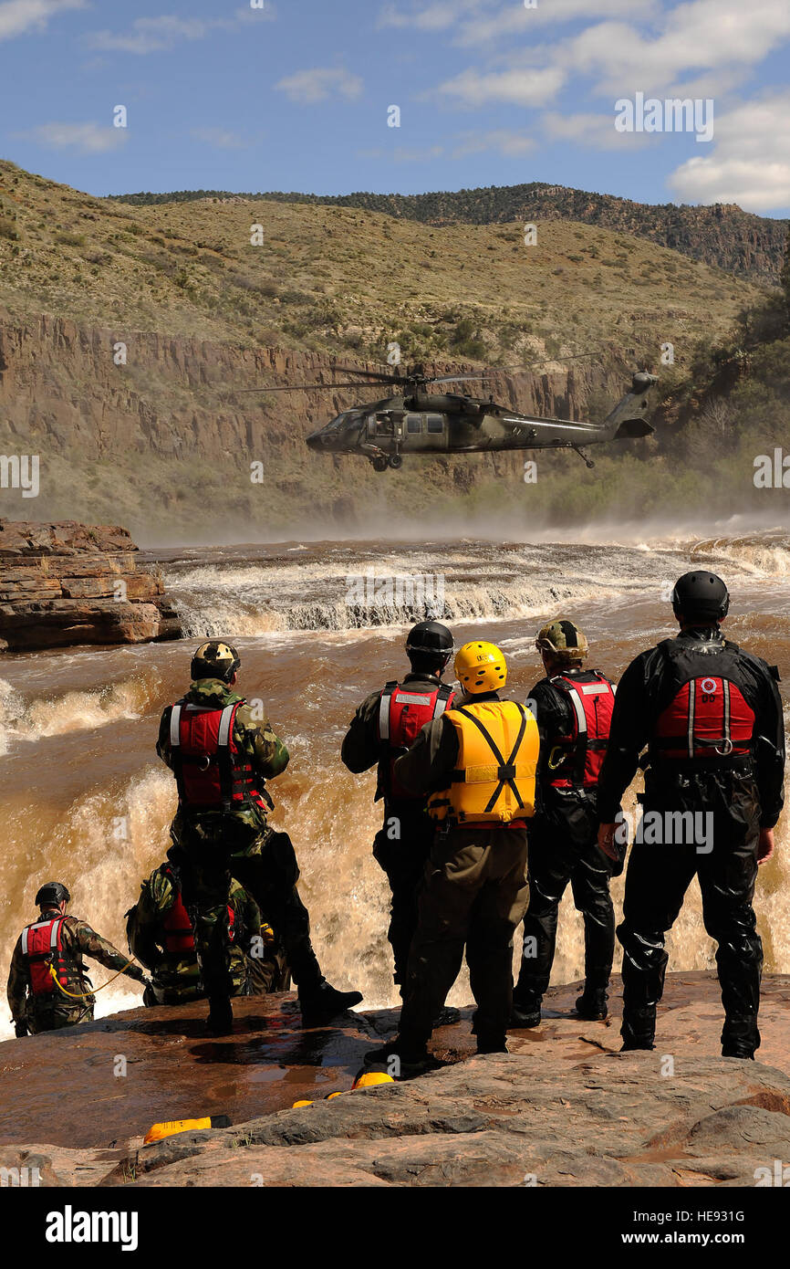 U.S. Air Force pararescuemen from the 48th Rescue Squadron conduct ...