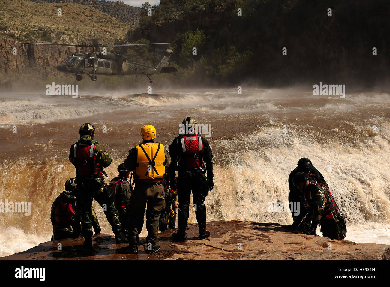 U.S. Air Force pararescuemen from the 48th Rescue Squadron conduct ...