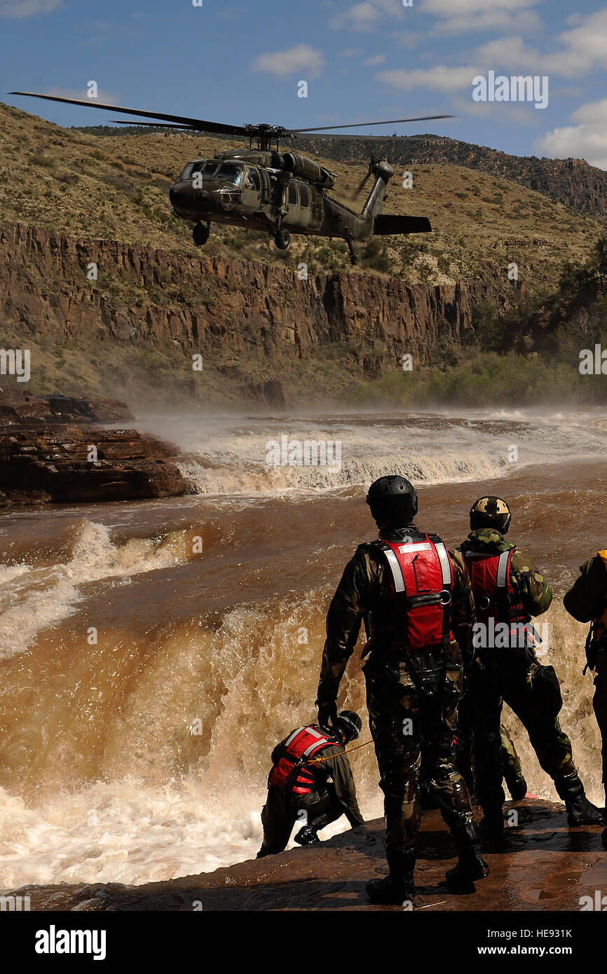 U.S. Air Force pararescuemen from the 48th Rescue Squadron conduct ...