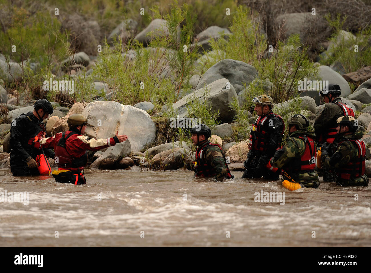 U.S. Air Force pararescuemen from the 48th Rescue Squadron conduct ...