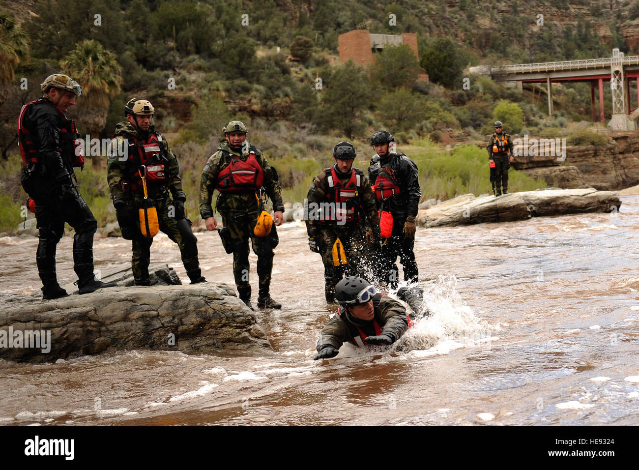 U.S. Air Force pararescuemen from the 48th Rescue Squadron conduct ...