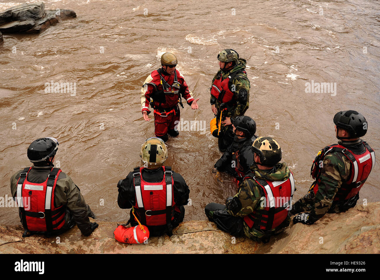 U.S. Air Force pararescuemen from the 48th Rescue Squadron conduct ...
