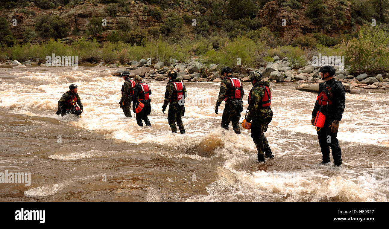 U.S. Air Force pararescuemen from the 48th Rescue Squadron conduct ...