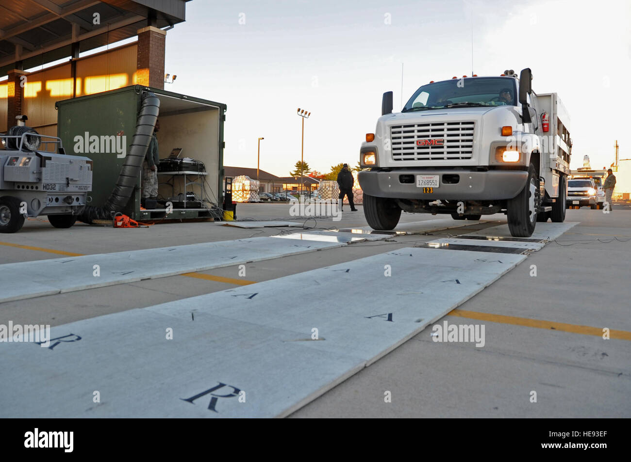 A utility and line truck is measured using a Deployable Automated Cargo ...