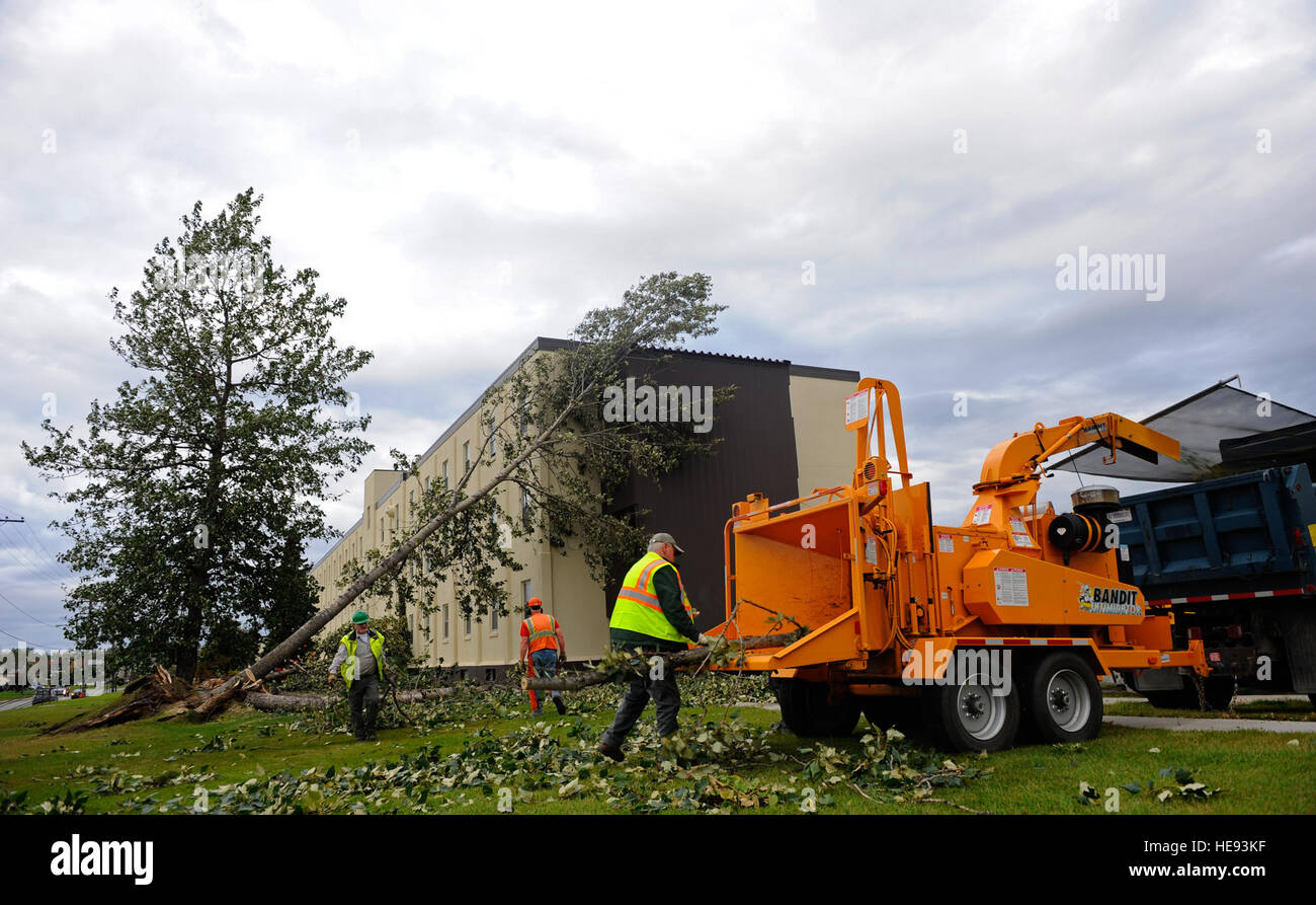 The 673rd Civil Engineer Squadron clears fallen tree limbs and restores ...