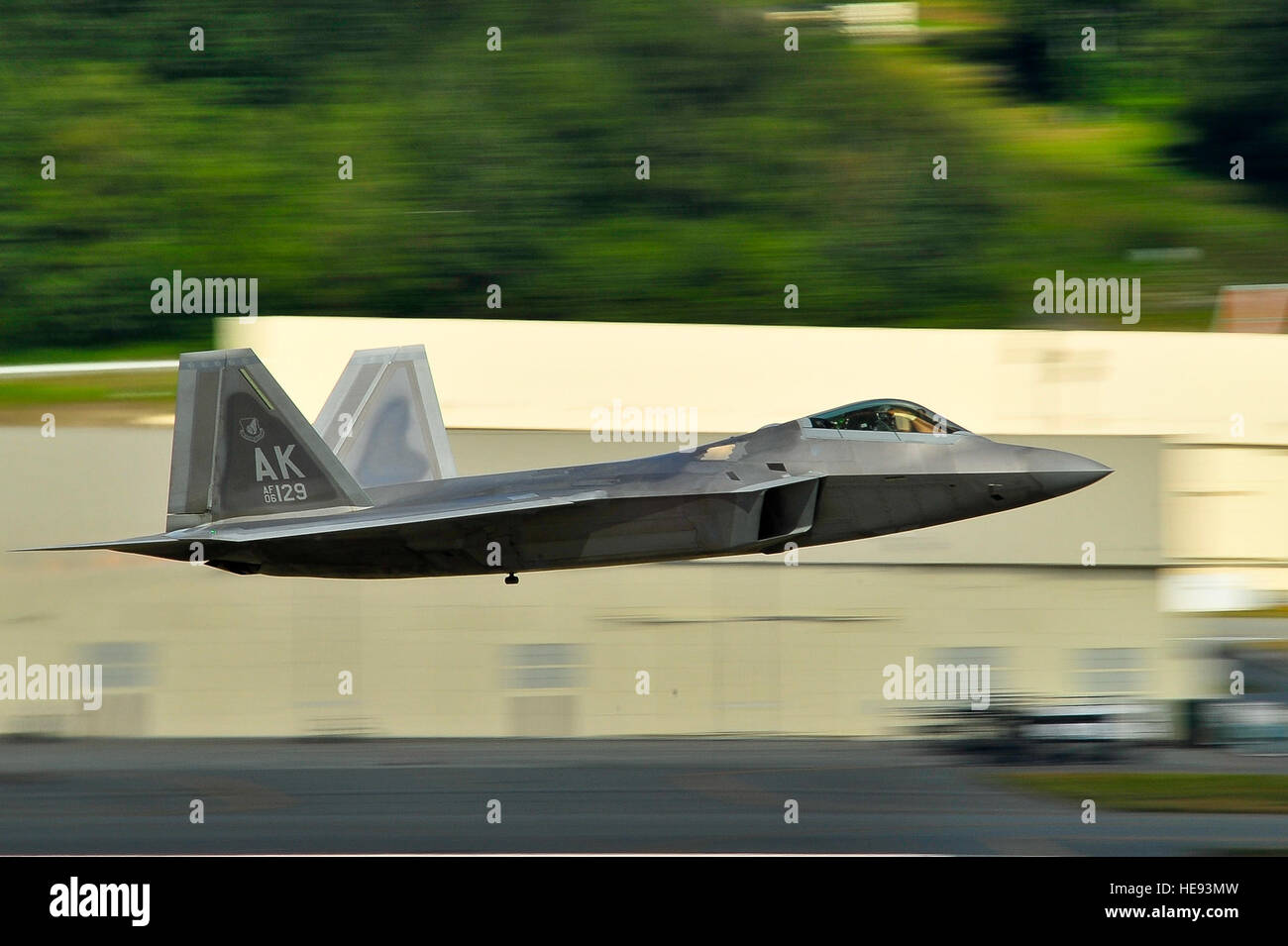 An U.S. Air Force F-22 Raptor fighter jet from the 90th Fighter ...