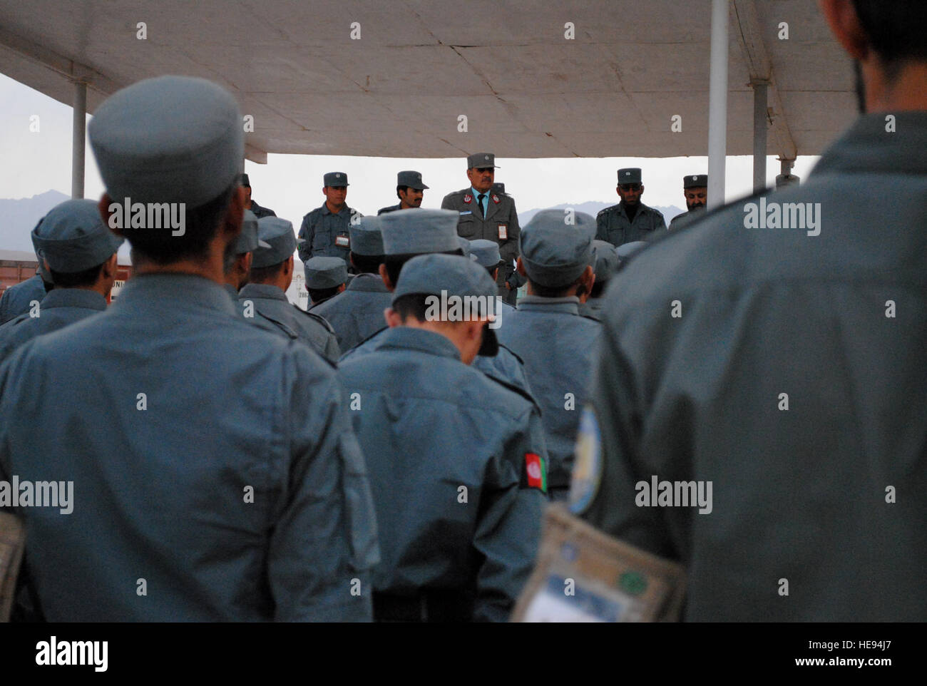 Afghan Uniform Police Basic Training students assemble Feb. 19, 2011 ...