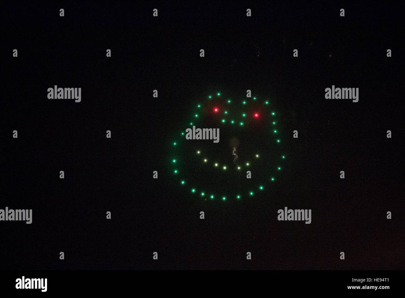 A frog-shaped firework bursts over Yokota Air Base, Japan during the ...