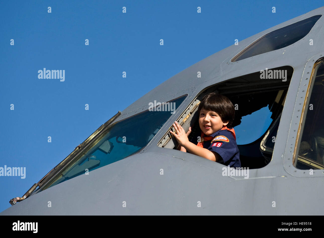 A child looks out of a C-17 Globemaster III aircraft during the 2011 ...