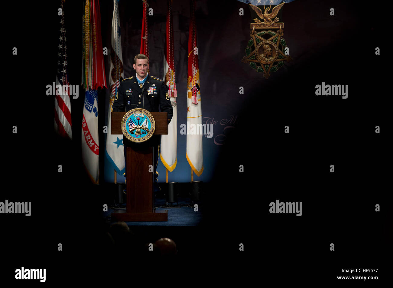 Medal of Honor recipient Staff Sgt. Ryan Pitts addresses ceremony ...
