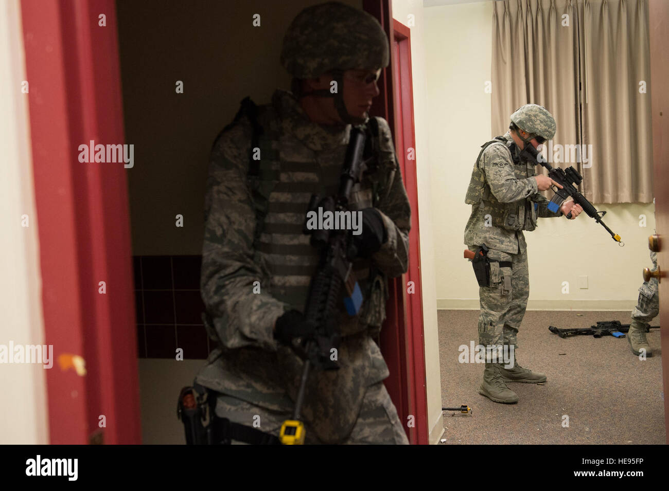 A U.S. Airman with the 75th Security Forces Squadron provides security ...