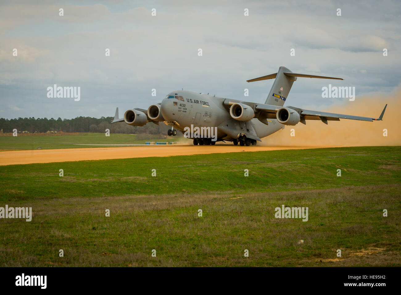A U.S. Air Force C-17 Globemaster III aircraft takes off from the ...