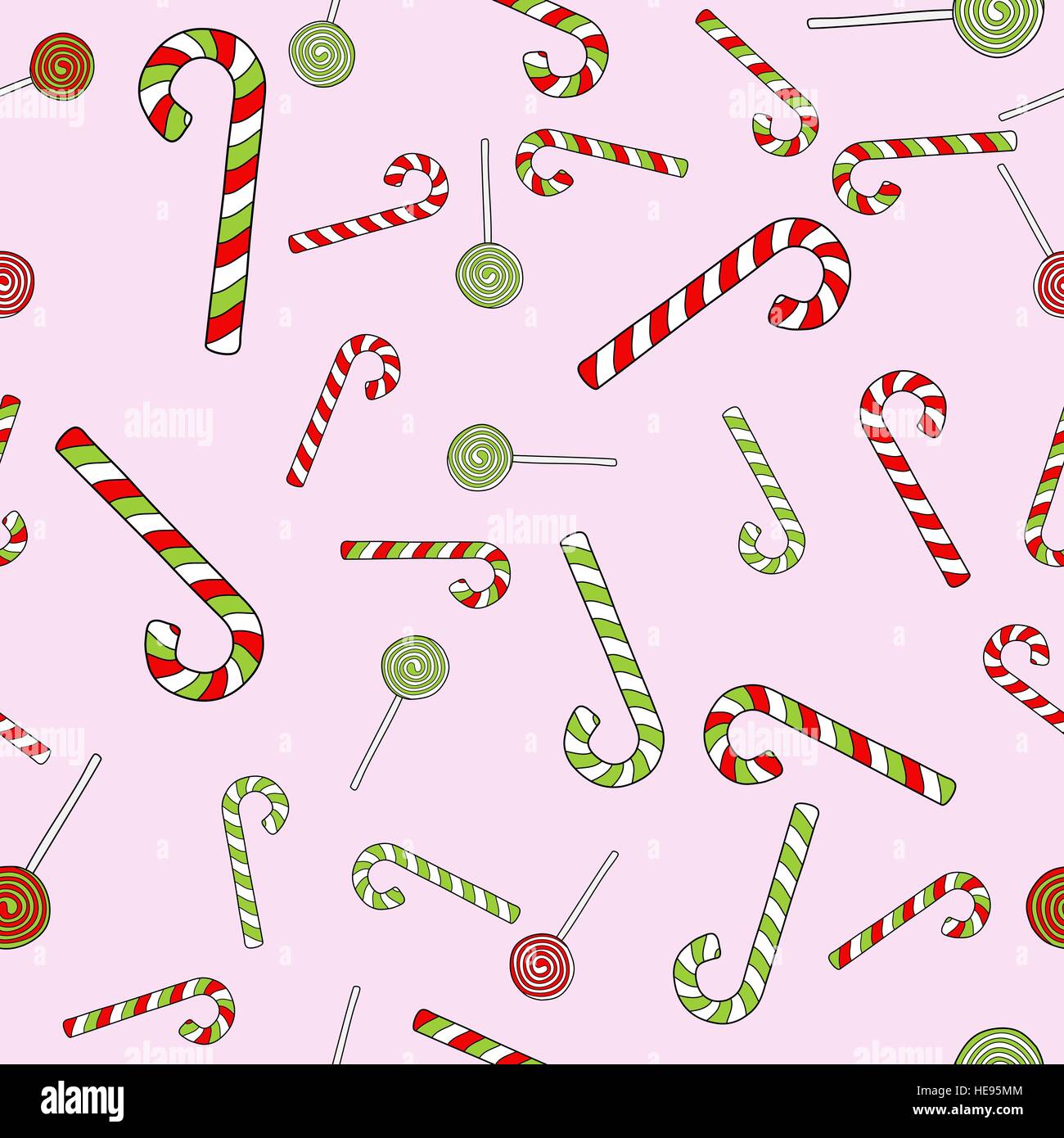 hand drawn vector christmas lollipops seamless pattern Stock Vector ...