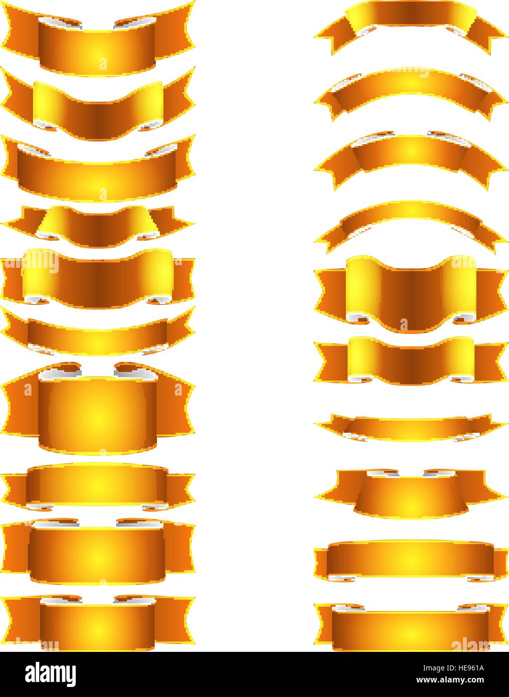 isolated vector colored satin ribbons set - orange Stock Vector Image ...