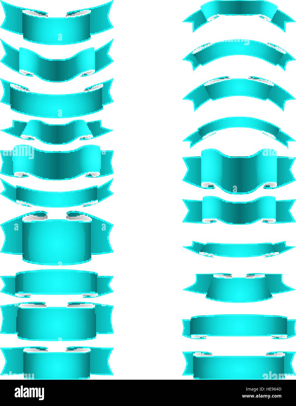 isolated vector colored satin ribbons set - blue Stock Vector Image ...